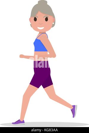 Female marathon runner flat vector illustration. Trained caucasian ...