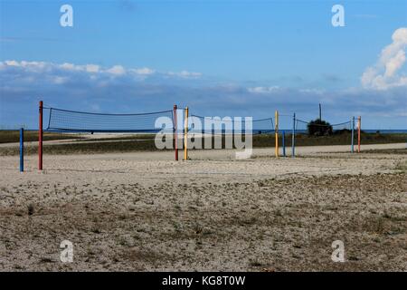 Volleyball nets on the beach Stock Photo - Alamy