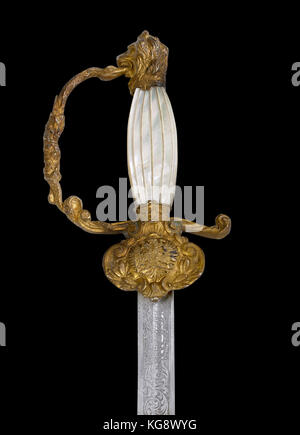 Sword (rapier) of French noble. France, 18th century. Path on the white ...