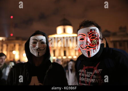 Protesters during the Million Mask March in London, the annual anti ...