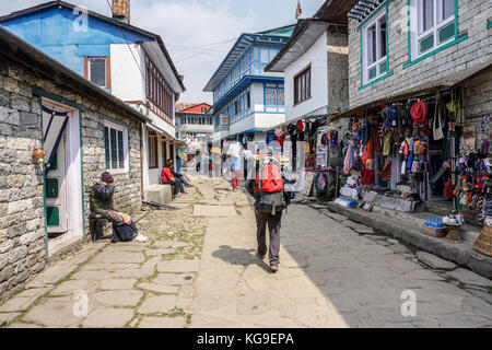 Day 1 of EBC Trek: Our Porter Carries our Load Stock Photo - Alamy