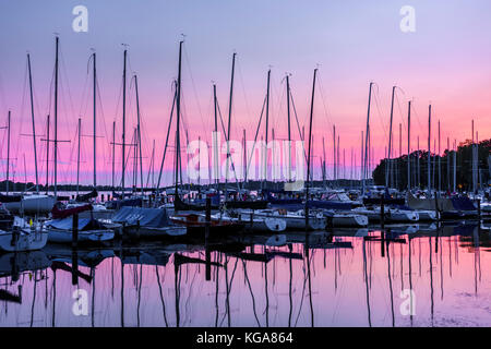 Sunset over Wayzata Yacht Club on Wayzata Bay, Lake Minnetonka Stock ...