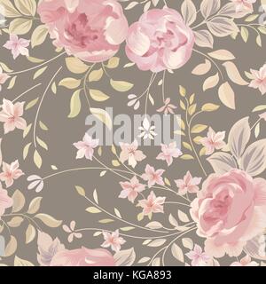 Floral seamless pattern with flower rose. Abstract swirl line bloom ...