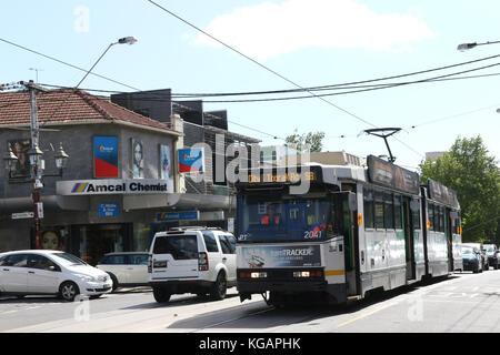 A tram on Toorak Road, Toorak, Melbourne, Victoria, Australia Stock ...