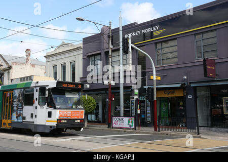 A tram on Toorak Road, Toorak, Melbourne, Victoria, Australia Stock ...