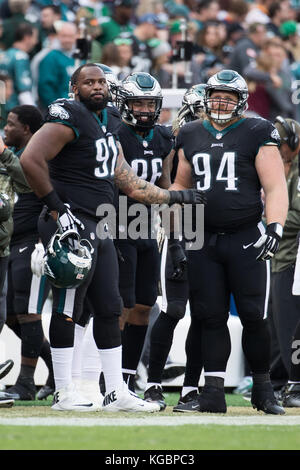 Philadelphia Eagles defensive tackle Fletcher Cox (91) celebrates as he ...