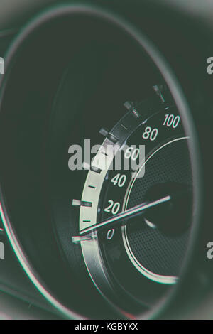 Circular car speedometer with indicator and numbers. Vehicle tachometer ...