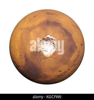Mars in natural colors with the Red Planet's north polar ice cap (3d ...