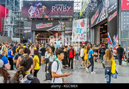 Visitors and fans attend the New York Comic Con Comic Book, Movie and ...