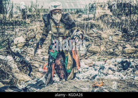Post apocalyptic survivor creature with homemade weapons Stock Photo ...