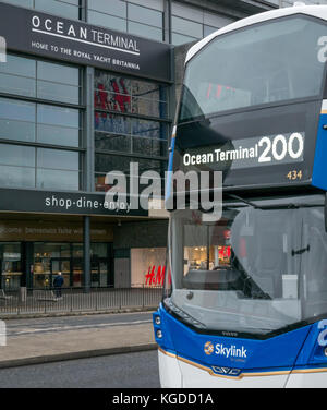 Number 200 Lothian Skylink bus at Ocean Terminal shopping mall entrance ...