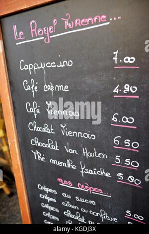 Closeup of a typical french chalkboard, Paris, France Stock Photo - Alamy