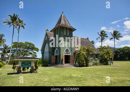 The Wai'oli Hui'ia church in the historic town of Hanalei on the ...