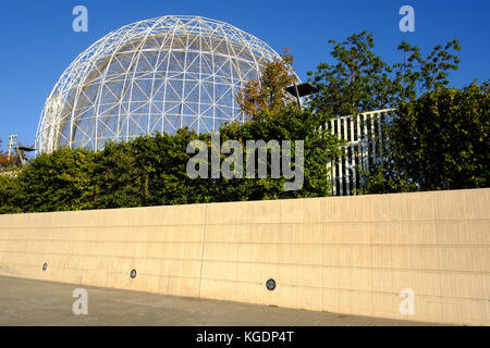 Evening view of Umbracle building during a winter sunny day. Valencia ...