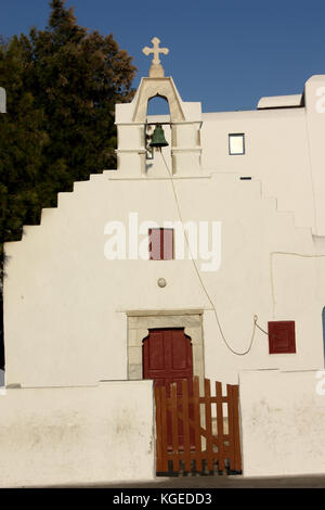 A church near the windmills in Mykonos Town, Cyclades Stock Photo - Alamy