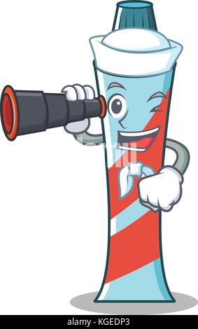 Sailor tooth character cartoon style with binocular Stock Vector Image ...