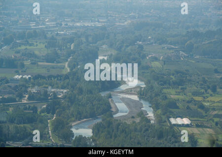 The River Serchio Valley and Lucca the provincial town surrounded by ...