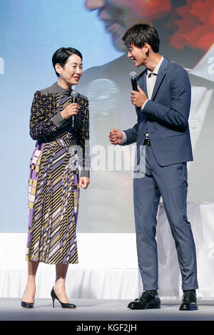 (L to R) Japanese actors Kanako Higuchi, Ryoma Takeuchi and Hana Stock ...