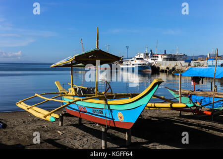 Asia, Philippines, Leyte, Ormoc, Small banca on the beach Stock Photo ...