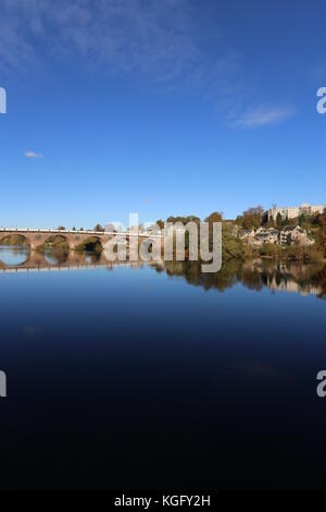 Smeaton Bridge reflected in River Tay Perth Scotland November 2017 ...