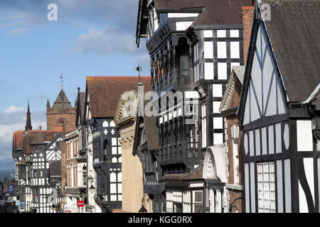 UK, Chester, Victorian renovated buildings to look medieval Stock Photo ...