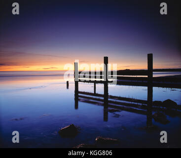 Wooden sea defence structures on the beach in Kingsdown Kent Stock ...