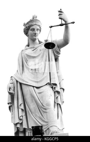 statue of Lady Justice at the Roemer in Frankfurt, a symbol for law and ...