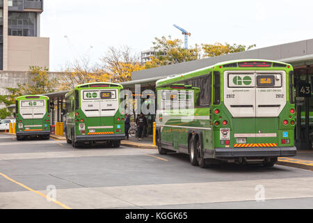 Go Buses at The Union Station Bus Terminal. City of Toronto, Ontario ...