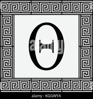 Theta greek letter, uppercase. Theta symbol, black isolated vector ...