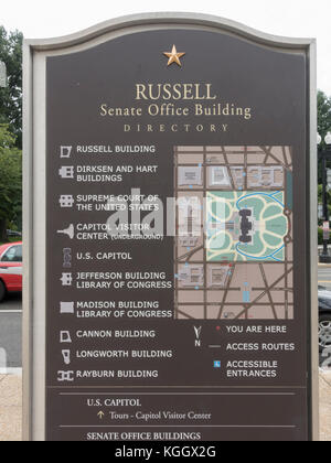 Russell Senate office building, with sign, Washington, DC. Formerly Old ...