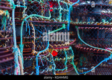 Cray pots taken at Apollo Bay marina, located on the Great Ocean Road ...