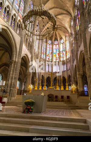 Interior of Saint-Denis Basilica, Paris, France. This is the first ...