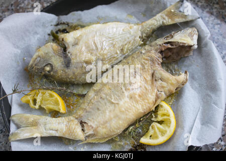 blue fish fry: sea beam, bass and dentex Stock Photo - Alamy