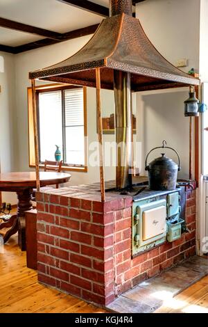 Metters No.3 cast iron wood stove and copper water heater. c1930s Stock ...