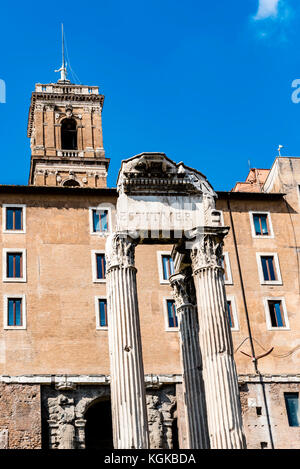 The Temple of Vespasian in Rome, an ancient structure dedicated to the ...