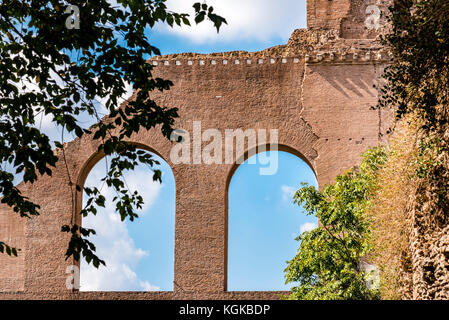 Sky view through the ancient Roman arch windows apertures Stock Photo ...