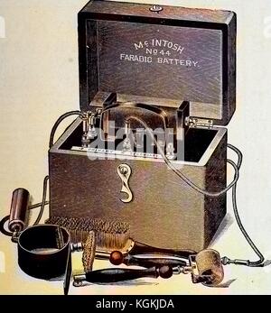 Illustration of a McIntosh Faradic Battery, an early electrical storage ...