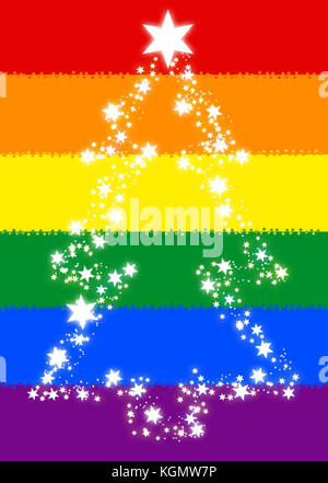 Gay pride rainbow Christmas tree. Clipart isolated on white background ...