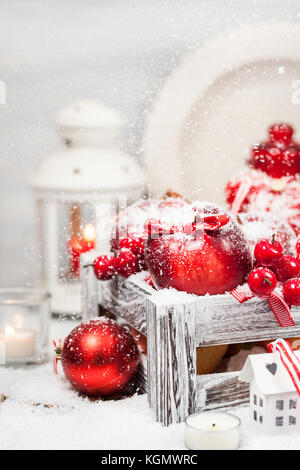 Christmas composition. Red ball on a Christmas tree close-up Stock ...