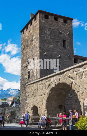 Aosta, Aosta Valley, Italy. The Praetorian Gate, or Porta Praetoria ...