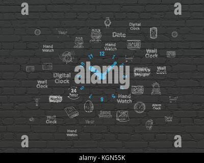 Timeline concept: Clock on wall background Stock Photo - Alamy