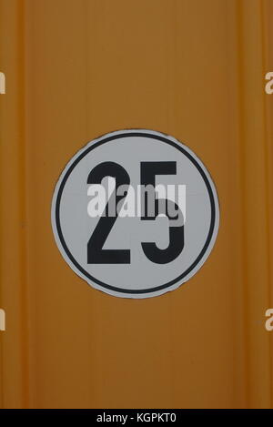 Road sign MAXIMUM SPEED 25 on white background, illustration Stock ...
