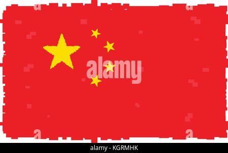 China Pixel flag. Pixelated banner Chinese. political bit icon. Vector ...