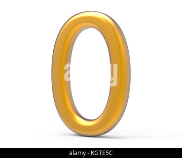 3d number zero 0 golden or bronze shining typography symbol or sign template, realistic ...