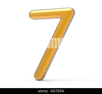 3d number seven 7 golden or bronze shining typography symbol or sign ...