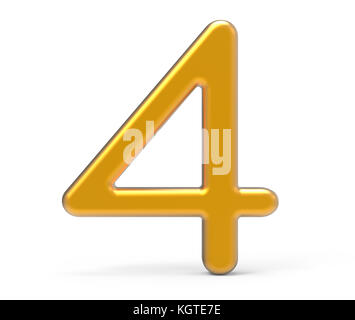 3d number four 4 golden or bronze shining typography symbol or sign ...