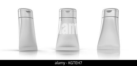 3D render facial cleanser mockup, face wash container tube template in ...