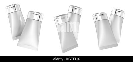 3D render facial cleanser mockup, face wash container tube template in ...