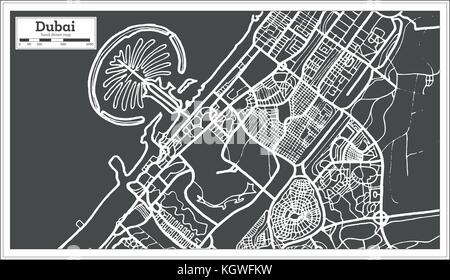 Dubai UAE City Map in Black and White Color. Vector Illustration ...