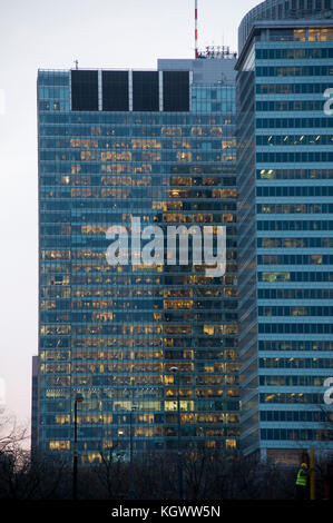 192 meter Rondo 1 office skyscraper and 165 meter Warsaw Financial ...